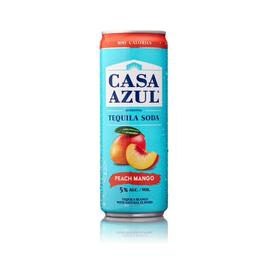 Peach Mango Tequila Soda, 4-Pack - Casa Azul Tequila Soda